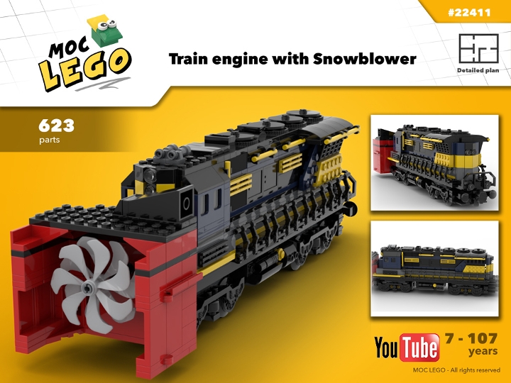 Snow plow train engine from BrickLink Studio [BrickLink]