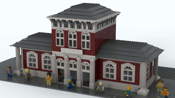 Main Station with trains from BrickLink Studio [BrickLink]