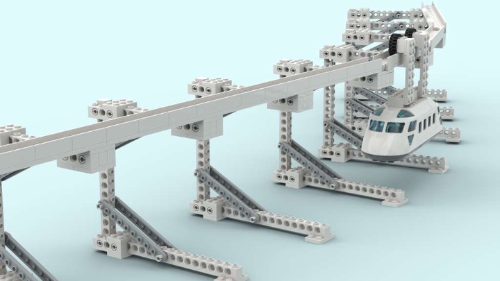 Monorail on a curve from BrickLink Studio [BrickLink]