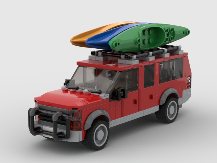 Red SUV with Kayaks from BrickLink Studio [BrickLink]
