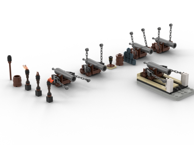 Cannons & track from BrickLink Studio [BrickLink]